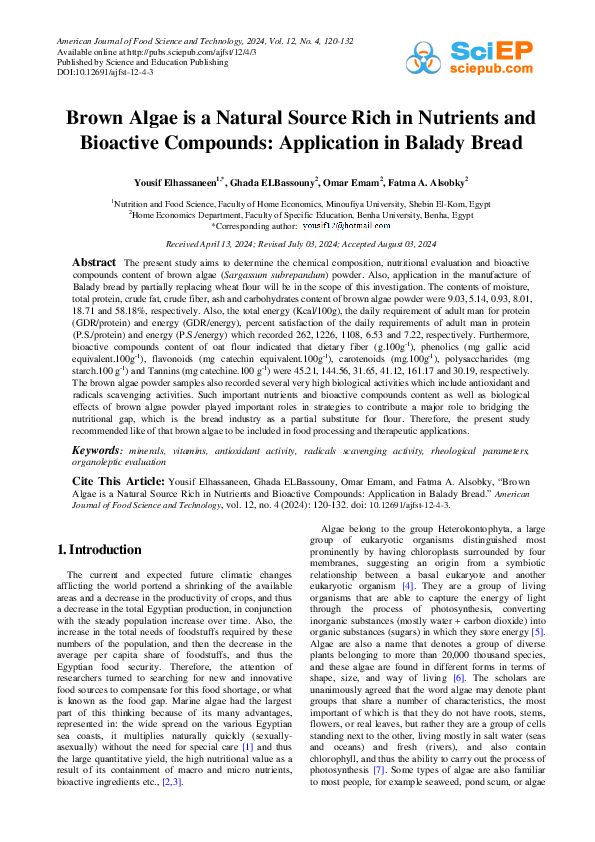 (PDF) Brown Algae is a Natural Source Rich in Nutrients and Bioactive Compounds: Application in ...