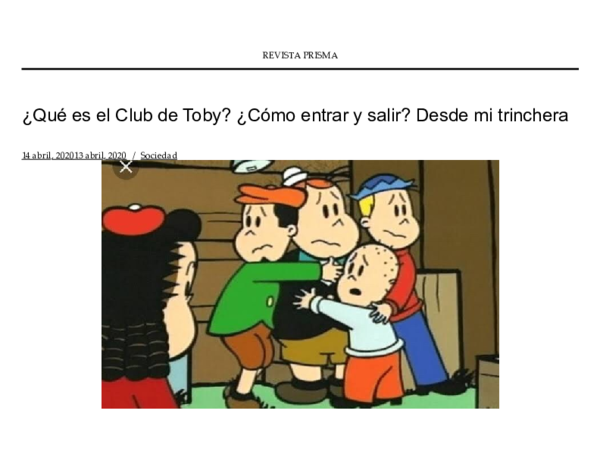 (PDF) ¿Qué es el Club de Toby ¿Cómo entrar y salir? para la Revista Prisma