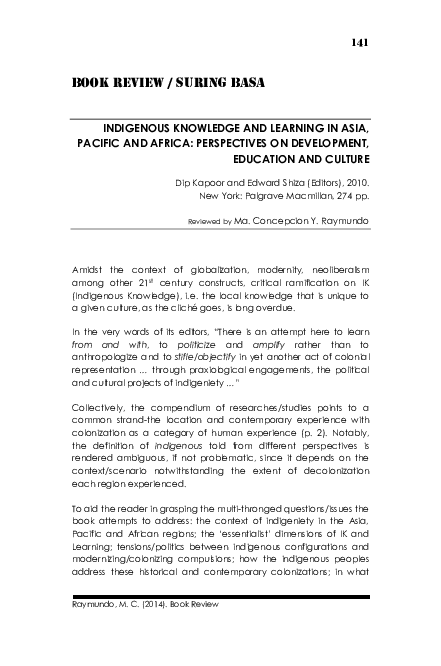 (PDF) Introduction: Indigenous knowledge and learning in Asia/Pacific ...