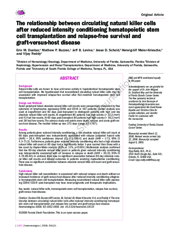 (PDF) The relationship between circulating natural killer cells after reduced intensity ...