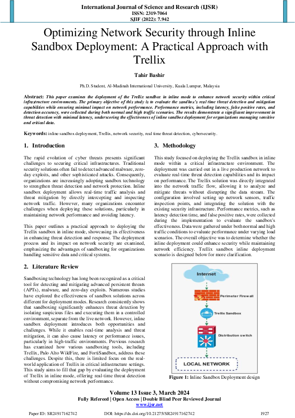 (PDF) Optimizing Network Security through Inline Sandbox Deployment: A Practical Approach with ...