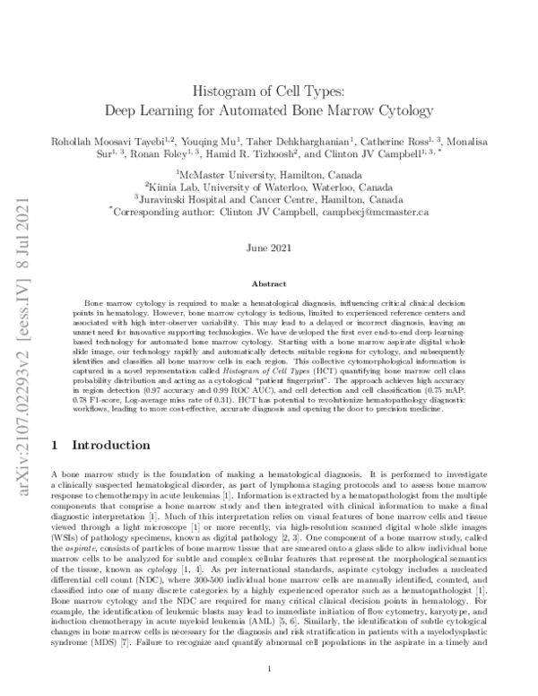 (PDF) Histogram of Cell Types: Deep Learning for Automated Bone Marrow Cytology | catherine ross ...
