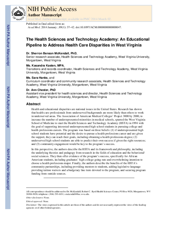 (PDF) The Health Sciences and Technology Academy