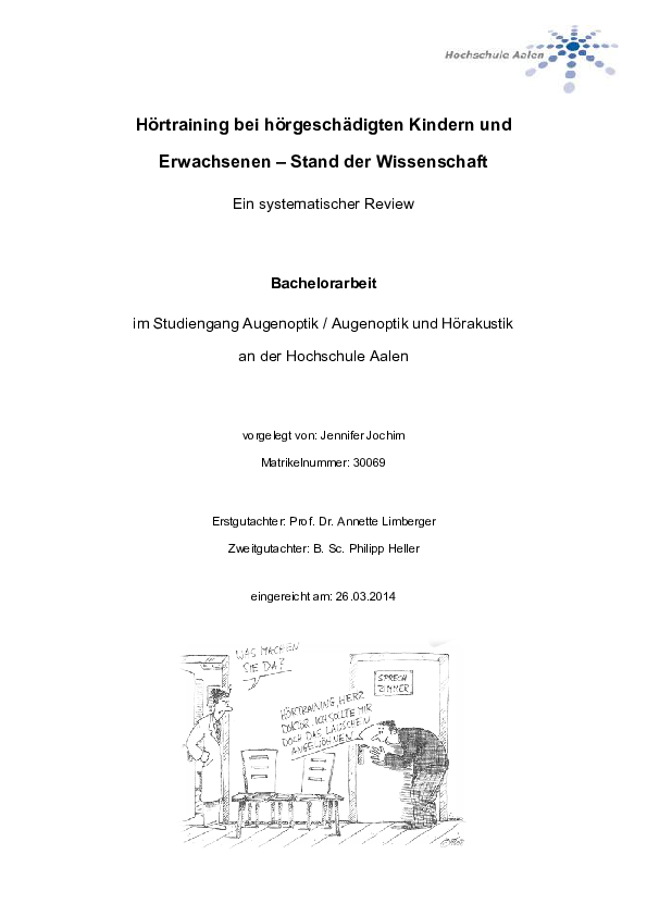(PDF) Hörtraining bei hörgeschädigten Kindern und Erwachsenen – Stand ...