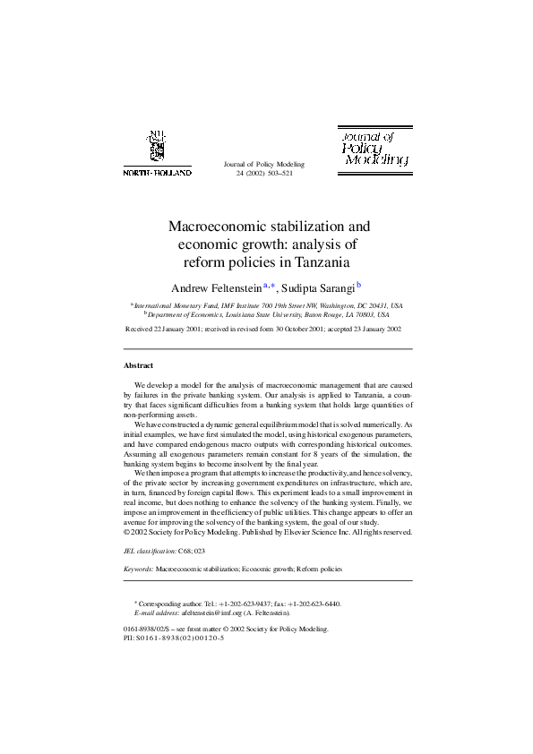 (PDF) Macroeconomic Stabilization and Economic Growth: Analysis of ...