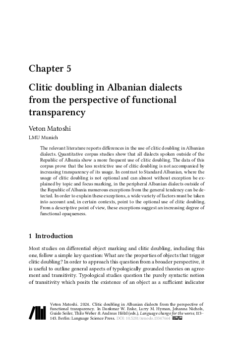 (PDF) Clitic doubling in Albanian dialects from the perspective of ...