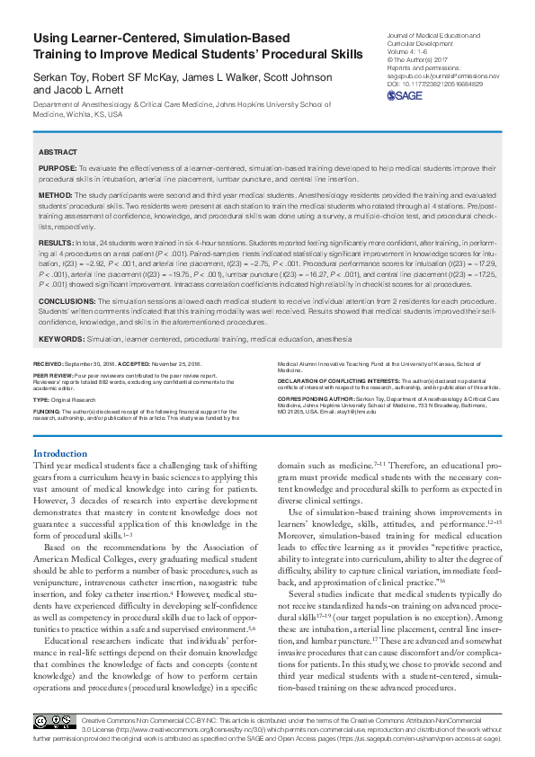 (PDF) Using Learner-Centered, Simulation-Based Training to Improve Medical Students’ Procedural ...