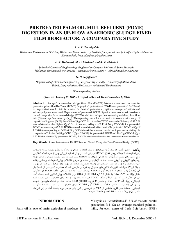 (PDF) Pretreated Palm Oil Mill Effluent (Pome) Digestion in an Up-Flow ...