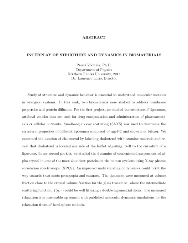 (PDF) Interplay of Structure and Dynamics in Biomaterials