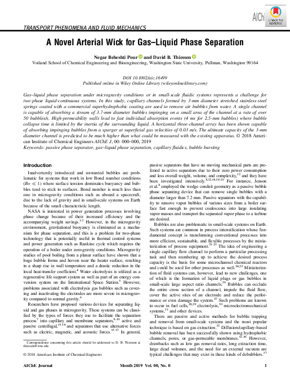 (PDF) A novel arterial Wick for gas–liquid phase separation