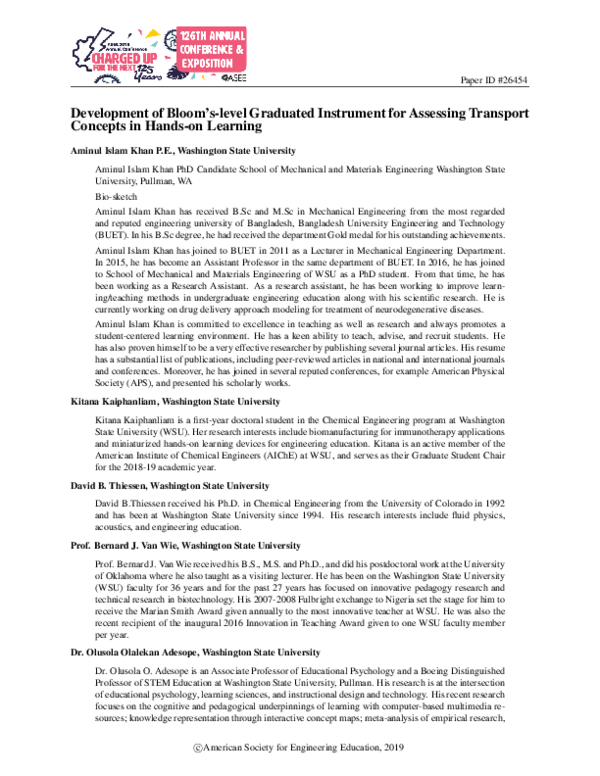 (PDF) Development of Bloom’s-level Graduated Instrument for Assessing ...