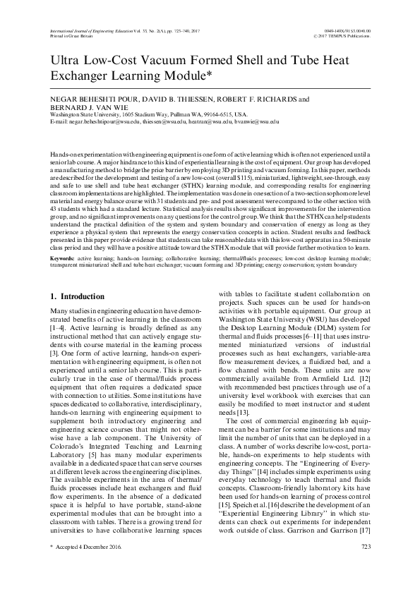 (PDF) Ultra low-cost vacuum formed shell and tube heat exchanger ...