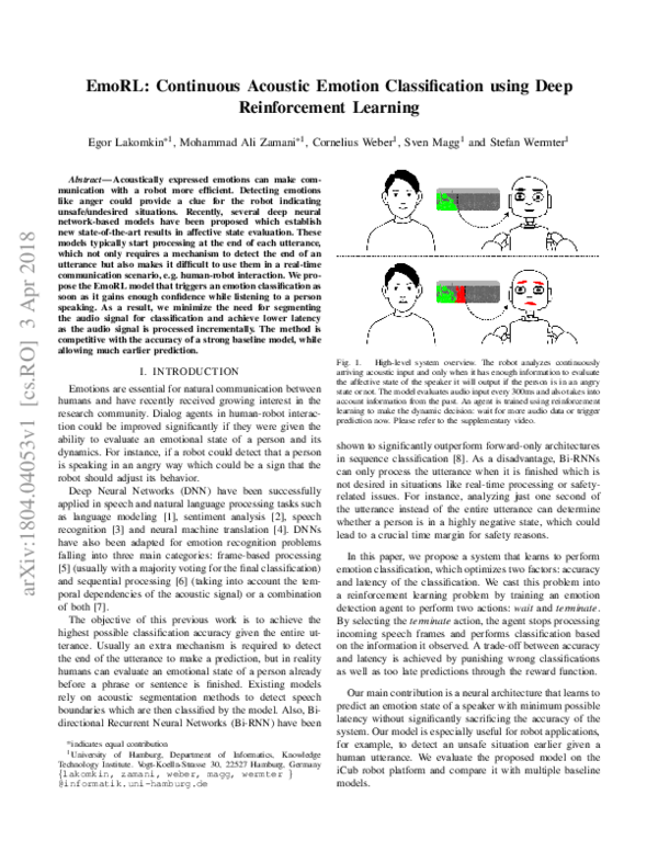 (PDF) EmoRL: Continuous Acoustic Emotion Classification Using Deep Reinforcement Learning