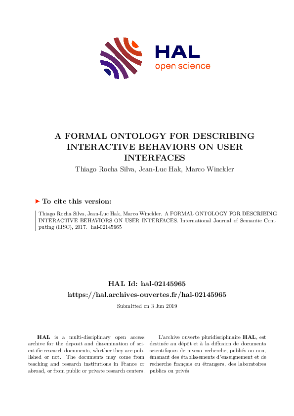 (PDF) A Formal Ontology for Describing Interactive Behaviors on User Interfaces