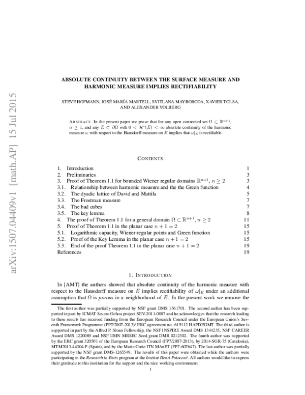 (PDF) Harmonic Measure and Rectifiability in Open Sets