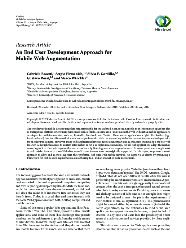 (PDF) Augmenting Mobile Web for End Users