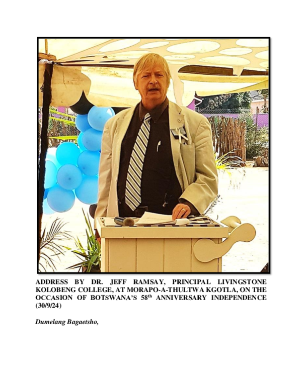 (PDF) ADDRESS BY DR. JEFF RAMSAY, PRINCIPAL LIVINGSTONE KOLOBENG ...