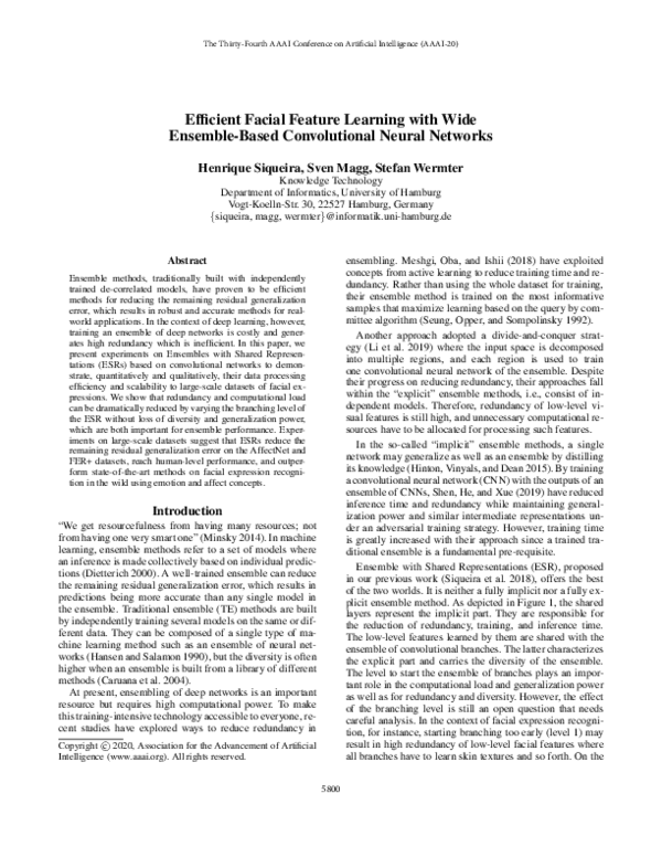 (PDF) Efficient Facial Feature Learning with Wide Ensemble-Based Convolutional Neural Networks ...