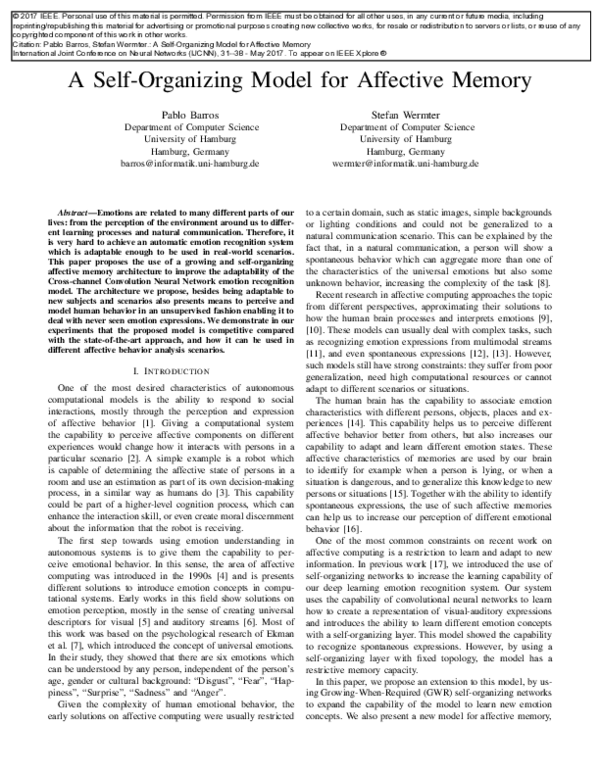 (pdf) A Self-organizing Model For Affective Memory