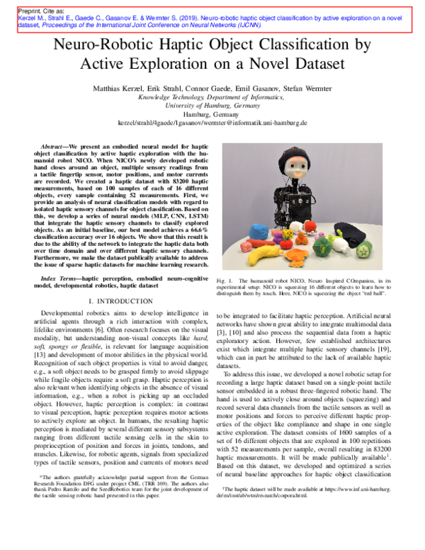 (PDF) Neuro-Robotic Haptic Object Classification by Active Exploration ...
