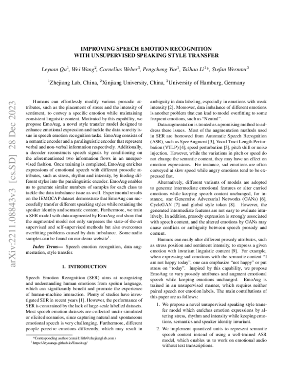 (PDF) Data Augmentation with Unsupervised Speaking Style Transfer for ...
