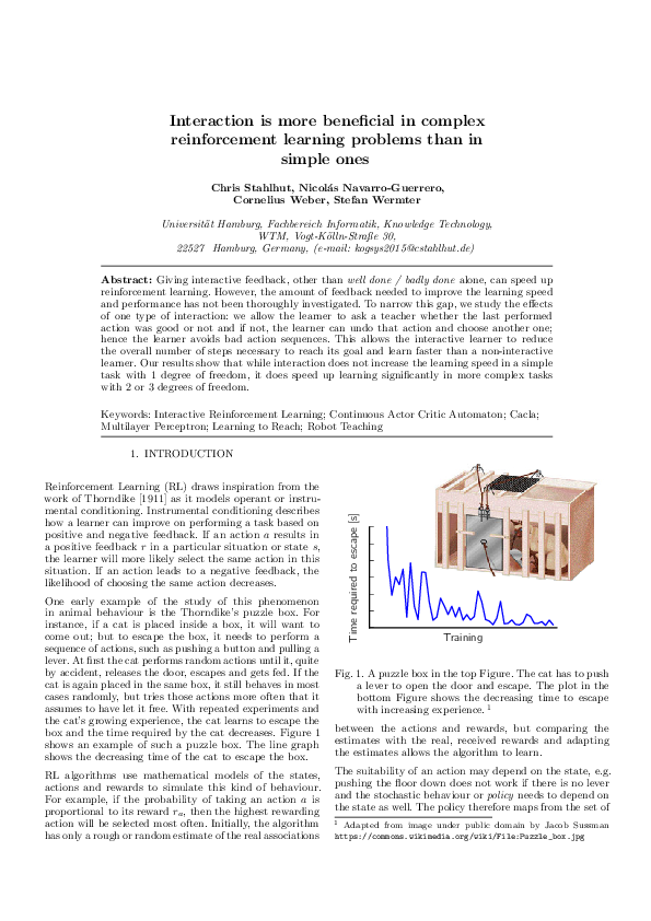 (PDF) Interaction Enhances Learning in Complex Reinforcement Tasks
