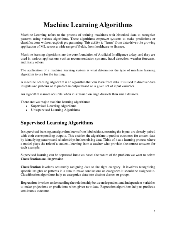 (PDF) Machine Learning Algorithms