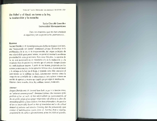 (PDF) "De Babel y el Sinaí: en torno a la ley, la traducción y la escucha"