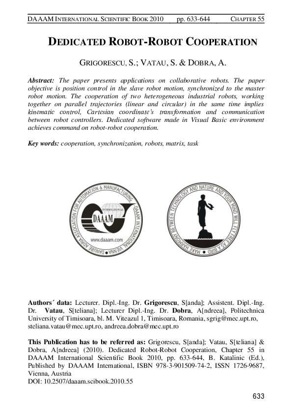 (PDF) Dedicated Robot-Robot Cooperation