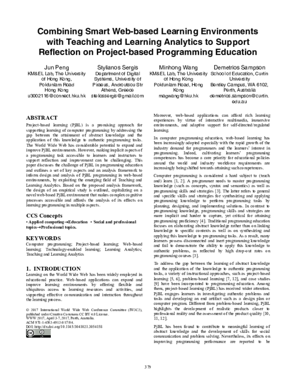 (PDF) Combining Smart Web-based Learning Environments with Teaching and Learning Analytics to ...