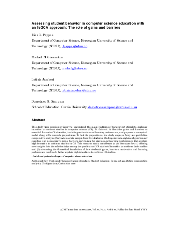 (PDF) Assessing Student Behavior in Computer Science Education with an ...