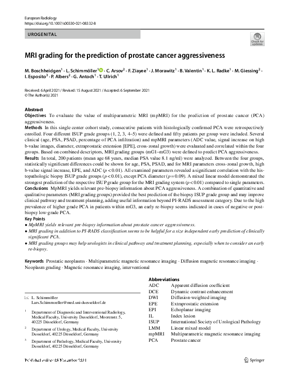 (PDF) MRI grading for the prediction of prostate cancer aggressiveness ...