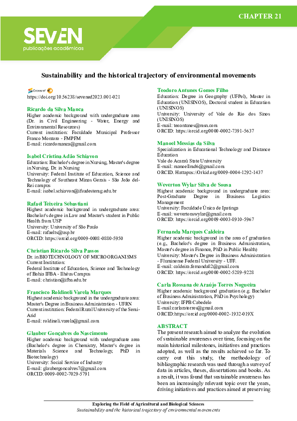 (PDF) Sustainability and the historical trajectory of environmental movements