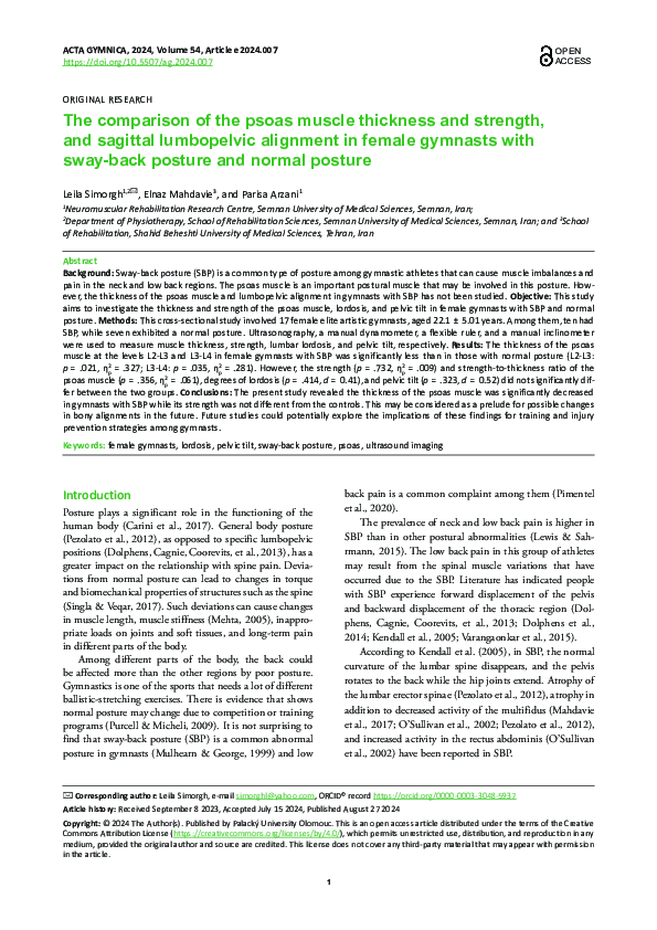 (PDF) The comparison of the psoas muscle thickness and strength, and ...