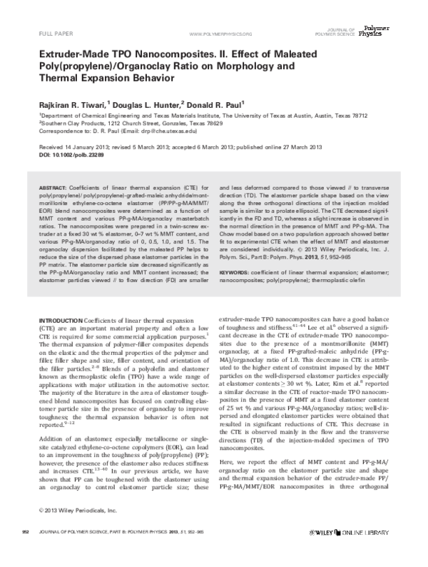 (PDF) Extruder-made TPO nanocomposites. II. Effect of maleated poly ...
