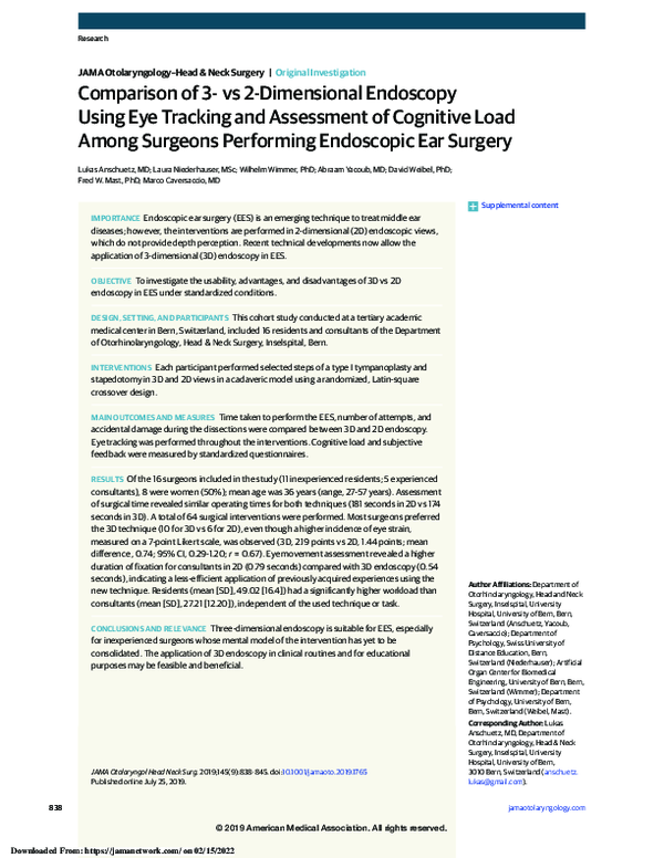 (PDF) Comparison of 3- vs 2-Dimensional Endoscopy Using Eye Tracking ...
