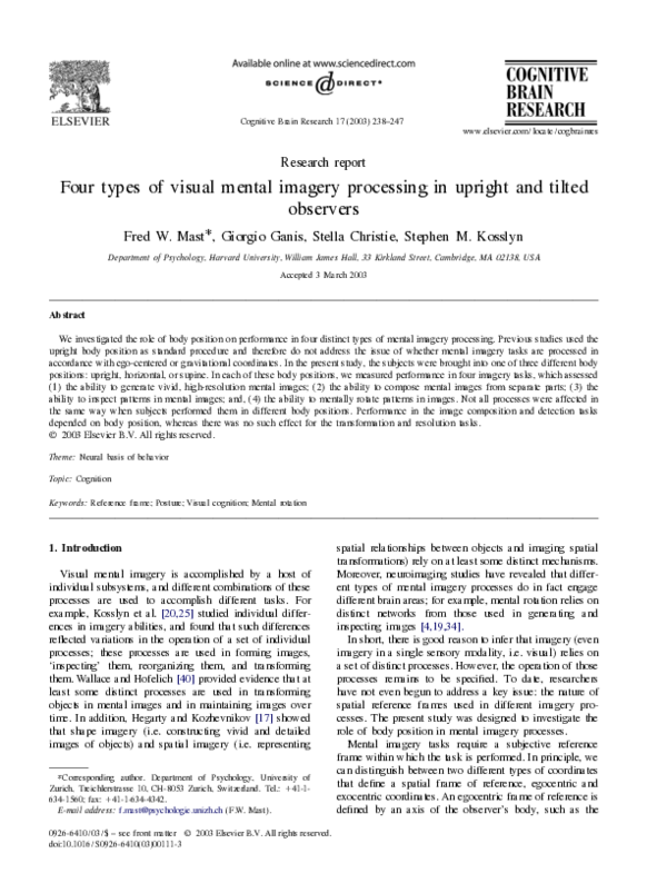 (PDF) Research report F our types of visual mental imagery processing ...