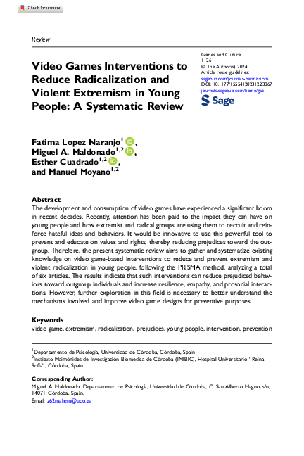 (PDF) Video Games Interventions to Reduce Radicalization and Violent ...
