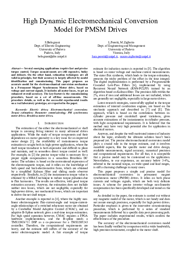 (PDF) High Dynamic Electromechanical Conversion Model for PMSM Drives