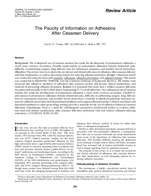 (PDF) The Paucity of Information on Adhesions After Cesarean Delivery