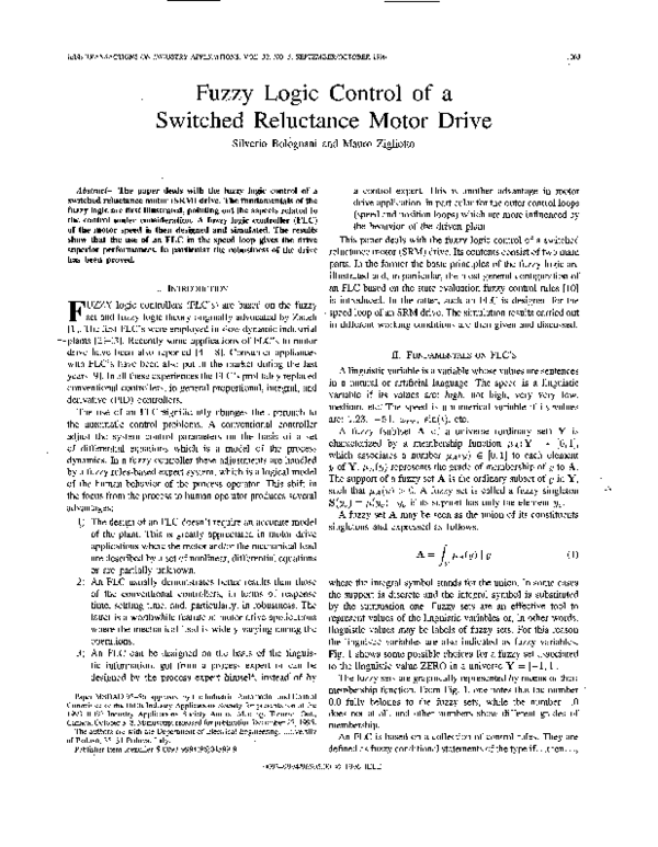 (PDF) Fuzzy logic control of a switched reluctance motor drive