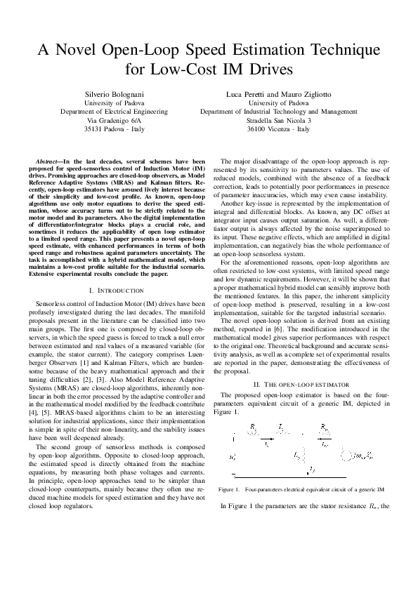 (PDF) A novel open-loop speed estimation technique for low-cost IM drives