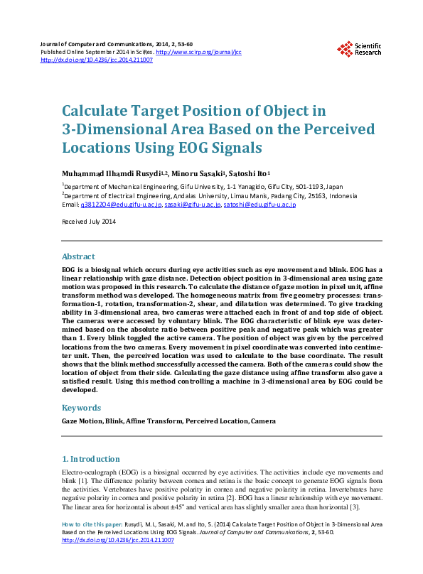 (PDF) Calculate Target Position of Object in 3-Dimensional Area Based ...