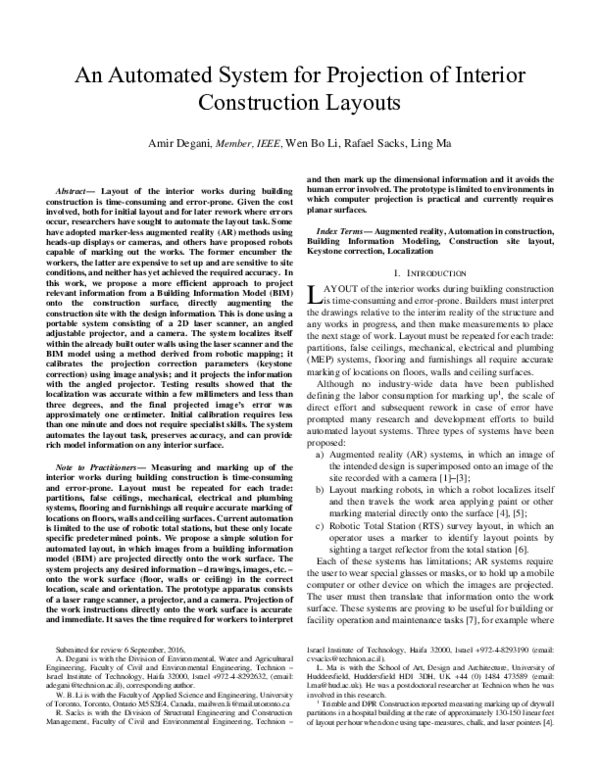 (PDF) An Automated System for Projection of Interior Construction Layouts