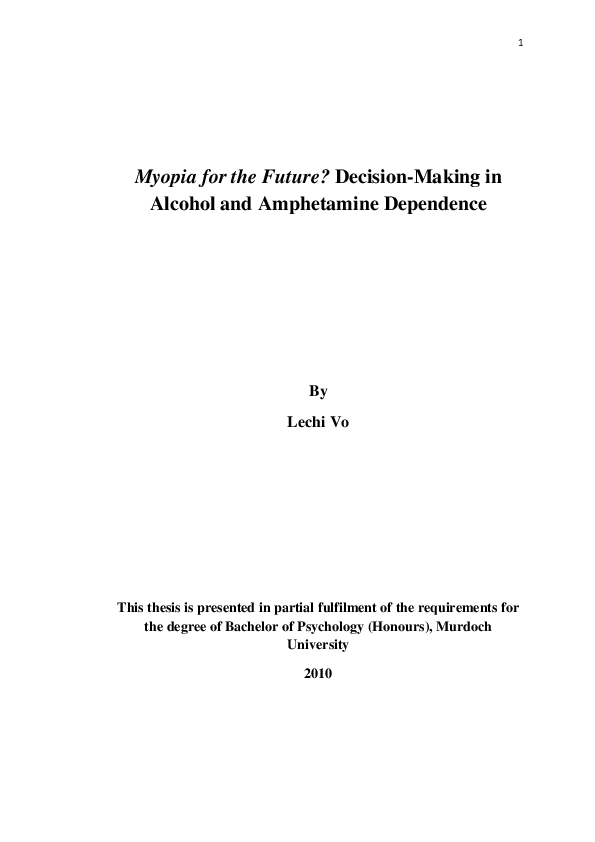 (PDF) Myopia for the Future: Decision-making in Alcohol and Amphetamine ...