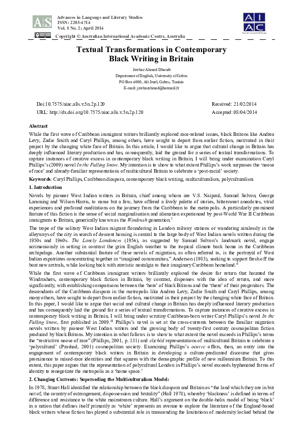 (PDF) Textual Transformations in Contemporary Black Writing in Britain