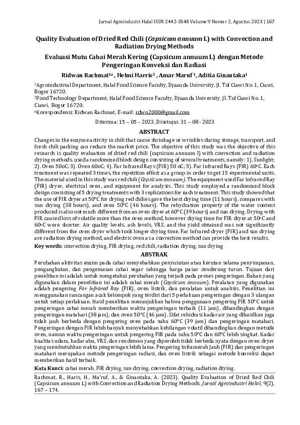 (PDF) Quality Evaluation of Dried Red Chili (Capsicum annuum L) with ...