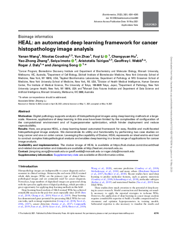 (PDF) HEAL: an automated deep learning framework for cancer histopathology image analysis | Fuyi ...