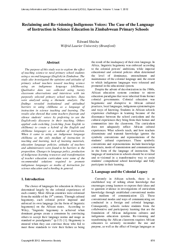 (PDF) Reclaiming and Re-visioning Indigenous Voices: The Case of the ...