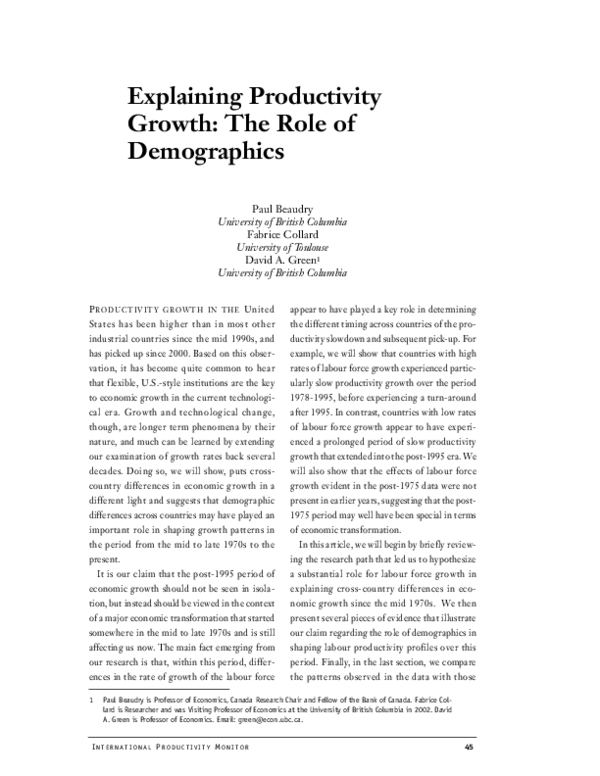 (PDF) Explaining Productivity Growth: The Role of Demographics